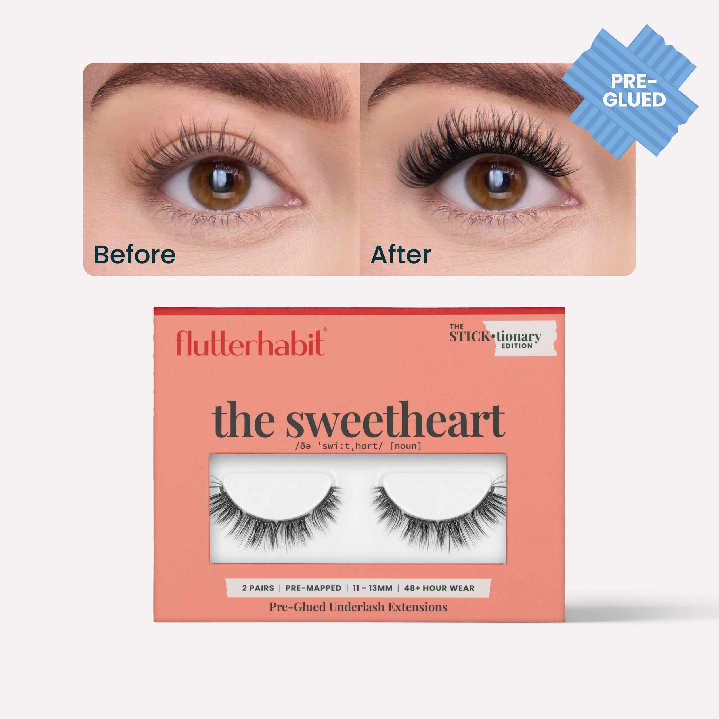 The Sweetheart Pre-Glued (2 Pair) with ProTECHt™ – FlutterHabit